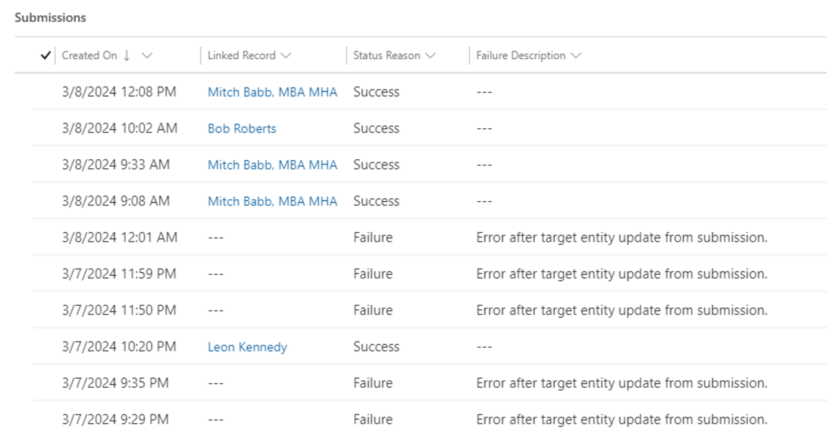 Real-time form submission failed with Real-time form submission failed with